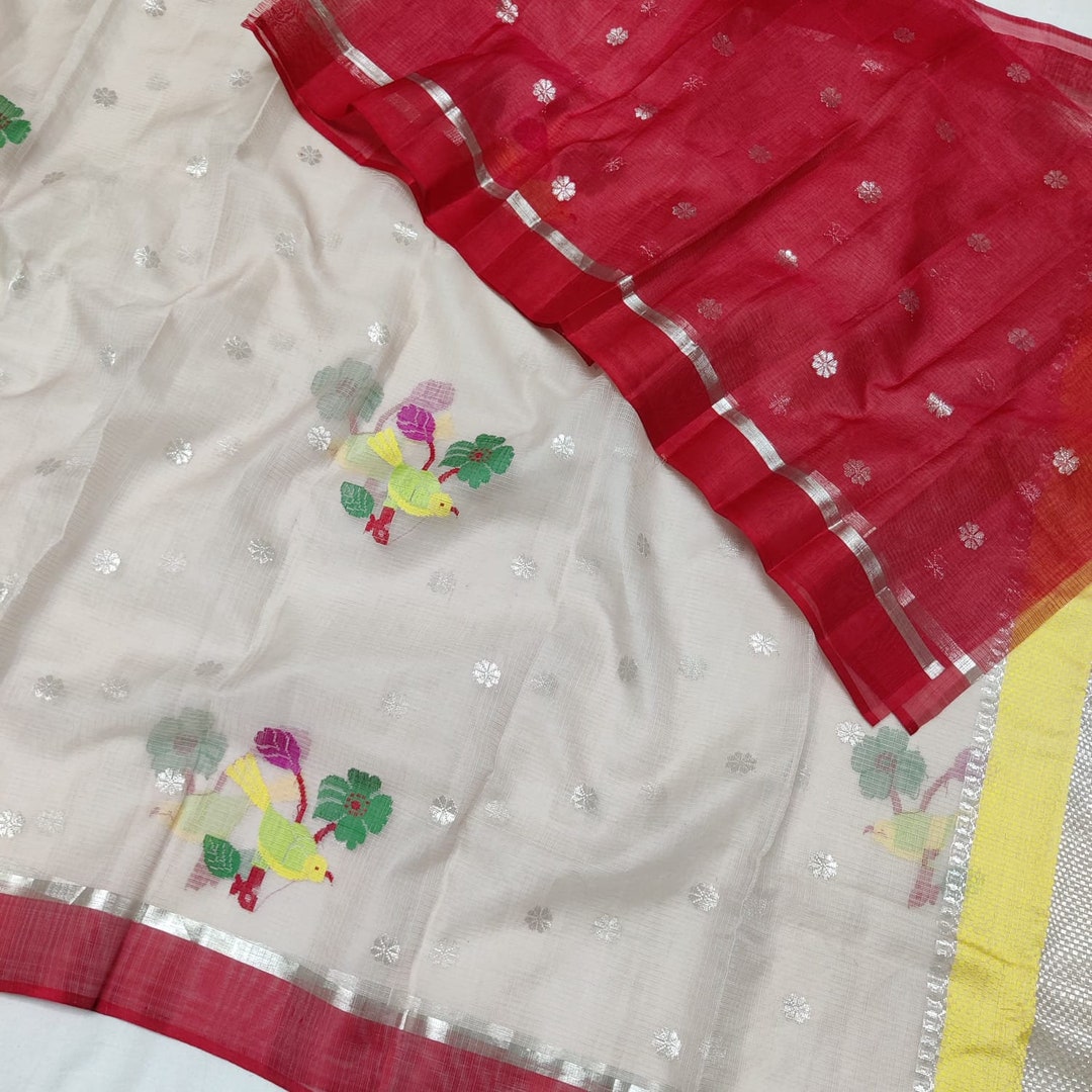 Pure Zari Kota Handloom Saree Free Falls and Pikko DHL Shipping in 4 to ...