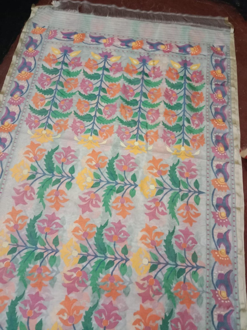 Traditional Silk Muslin Jamdani Saree/muslin Tantuj/reshom Jamdani With ...