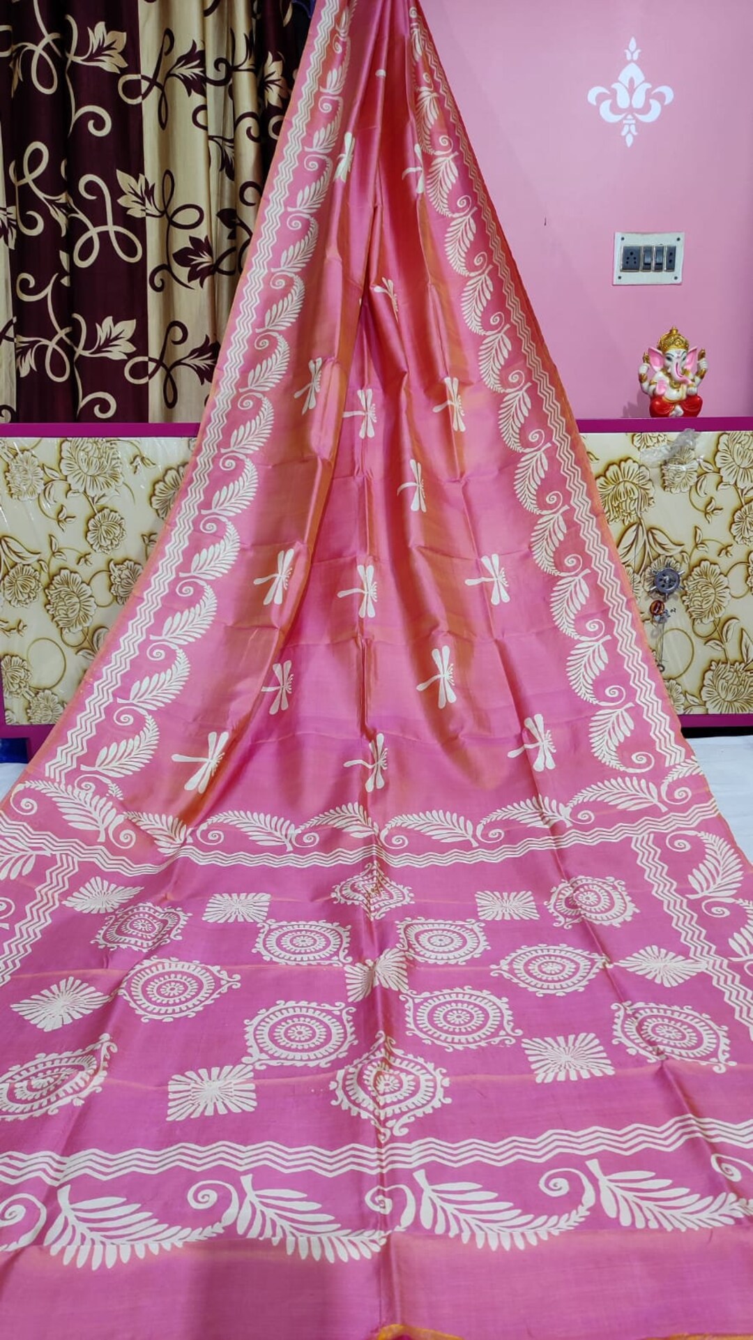 Pure Silk Saree Block Print Sareefalls Piko Freedry Clean,dhl Shipping ...
