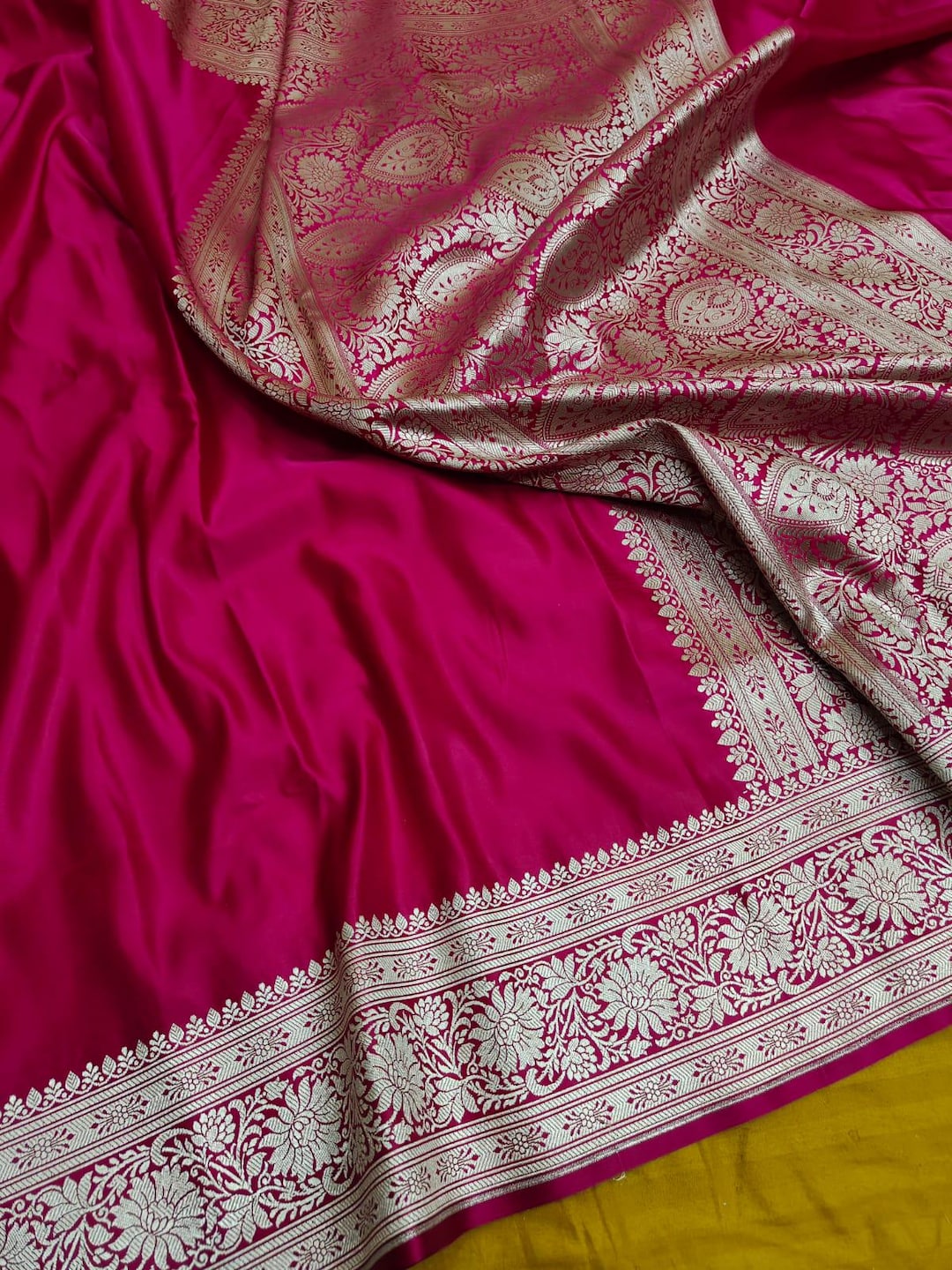 Mashru Katan Khaddi Handwoven Silk Saree, ;free Falls and Pikko; DHL ...