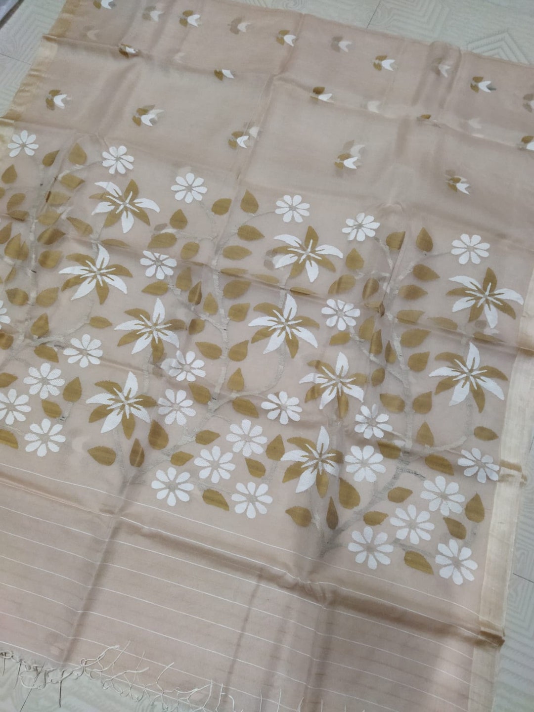 Traditional Silk Muslin Jamdani Saree/muslin Tantuj/reshom Jamdani With ...