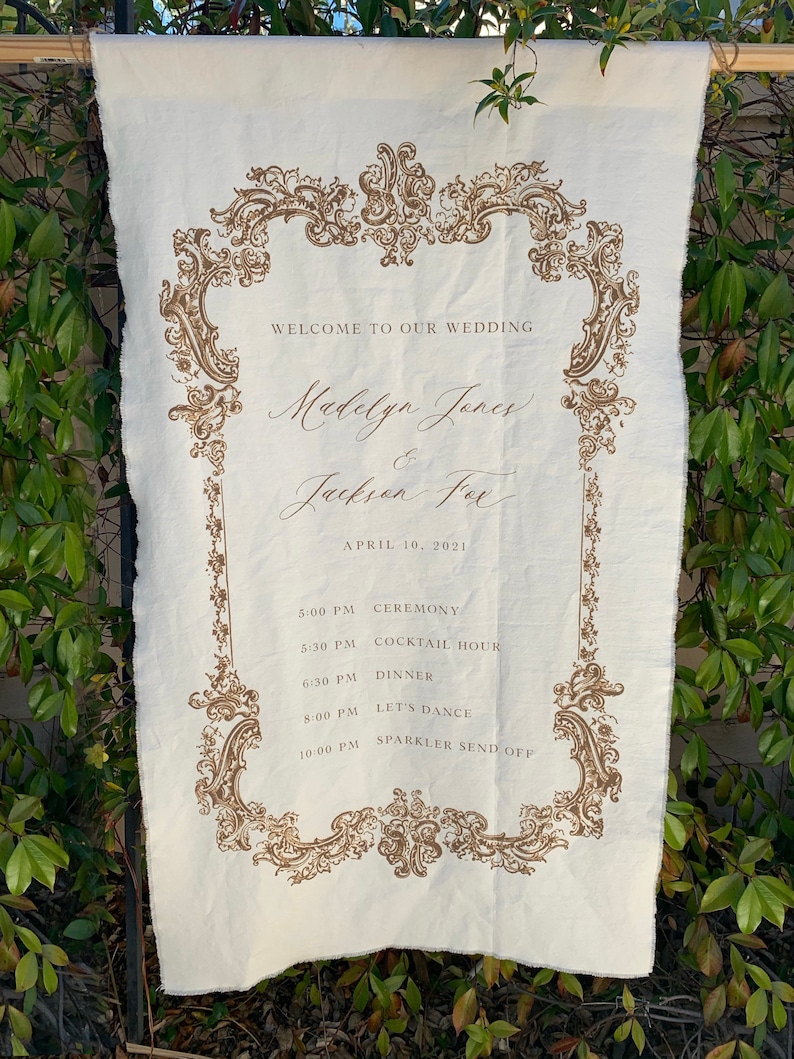 Vintage Wedding Day Timeline Fabric Banner/ Order of Events - Etsy