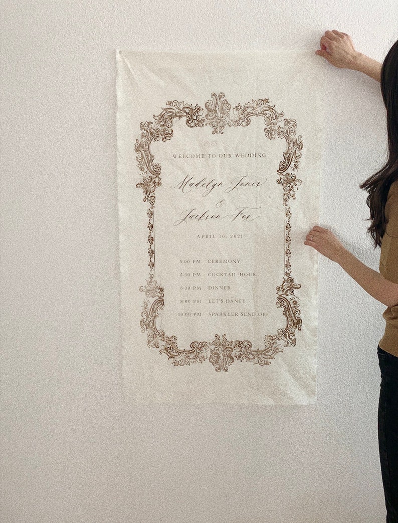 Vintage Wedding Day Timeline Fabric Banner/ Order of Events - Etsy