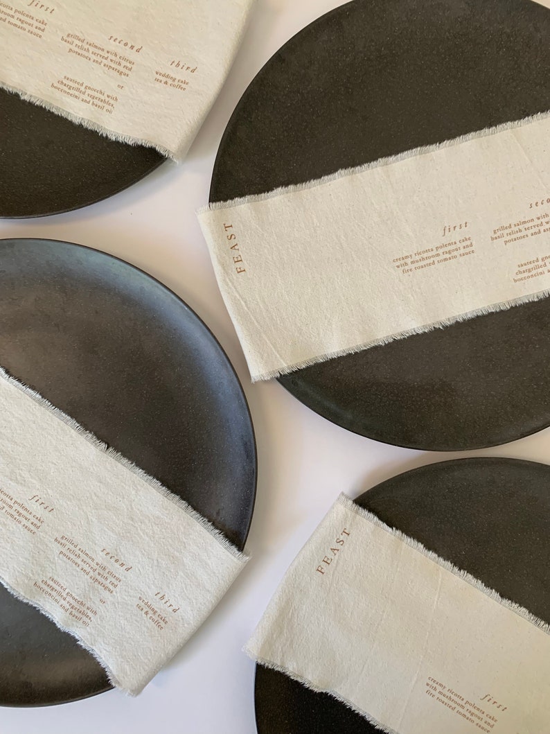 Fabric Wedding Menus / Minimalist Menus / Dinner Cards/ - Etsy