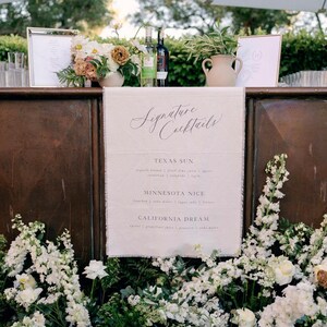 Wedding Bar Menu/ Bar Sign/ Signature Cocktails Sign/ Fabric Menu ...