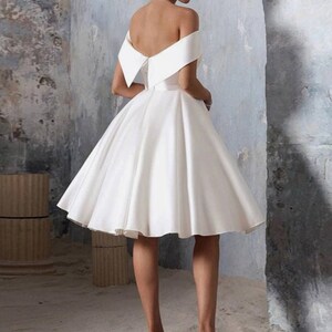 Simple Satin off the Shoulder Wedding Dress White Engagement - Etsy