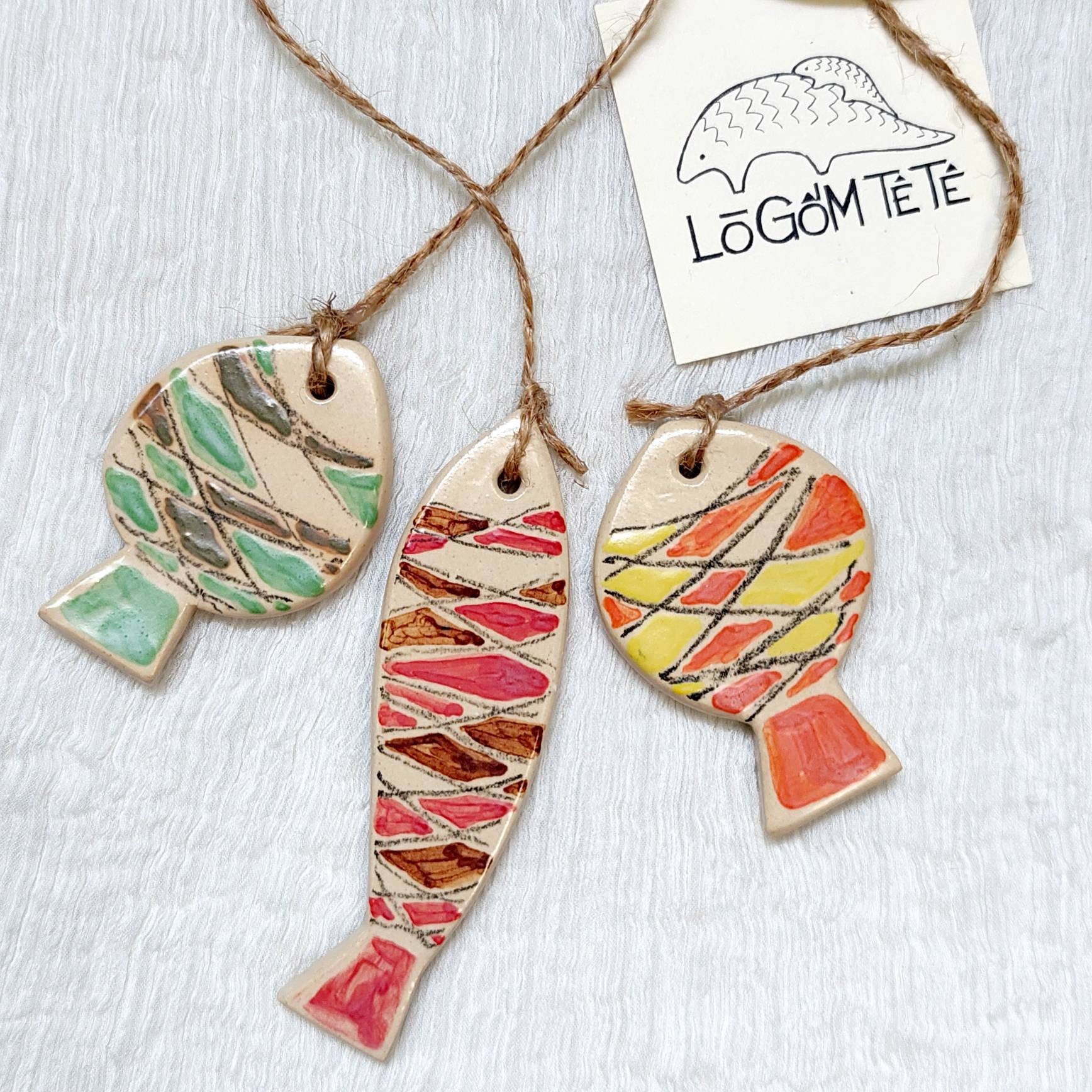 DOODLE PATTERN FISHES, Ceramic Wind Chime, Wind Chimes for Outdoors ...