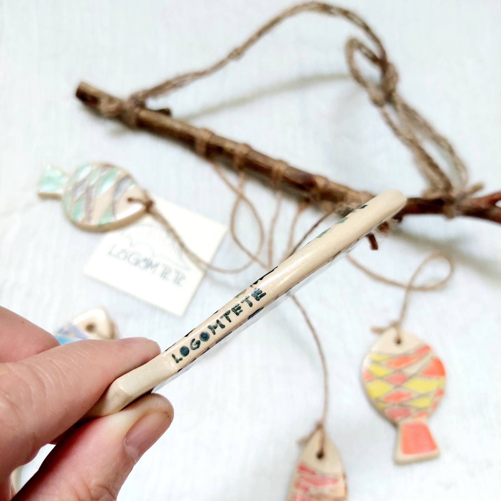 DOODLE PATTERN FISHES, Ceramic Wind Chime, Wind Chimes for Outdoors ...