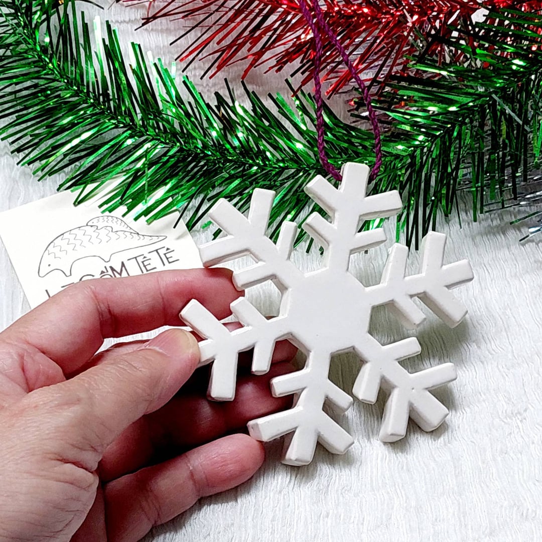White Ceramic Snowflake, Christmas Ornament, Ceramic Ornament, Xmas ...