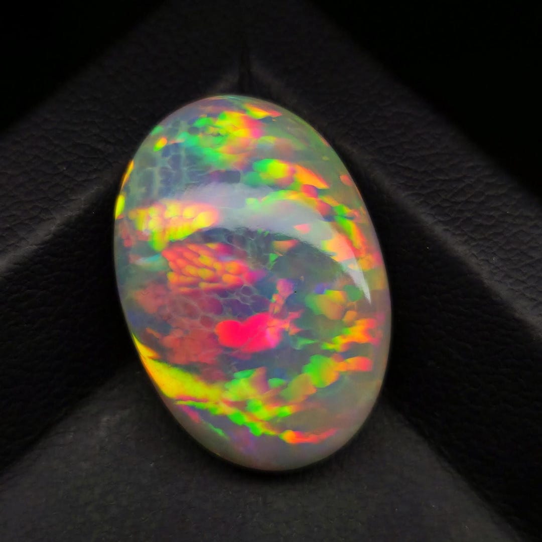 Natural Honeycomb Opal – Oval Shaped Fire Opal Gemstone for Jewelry ...