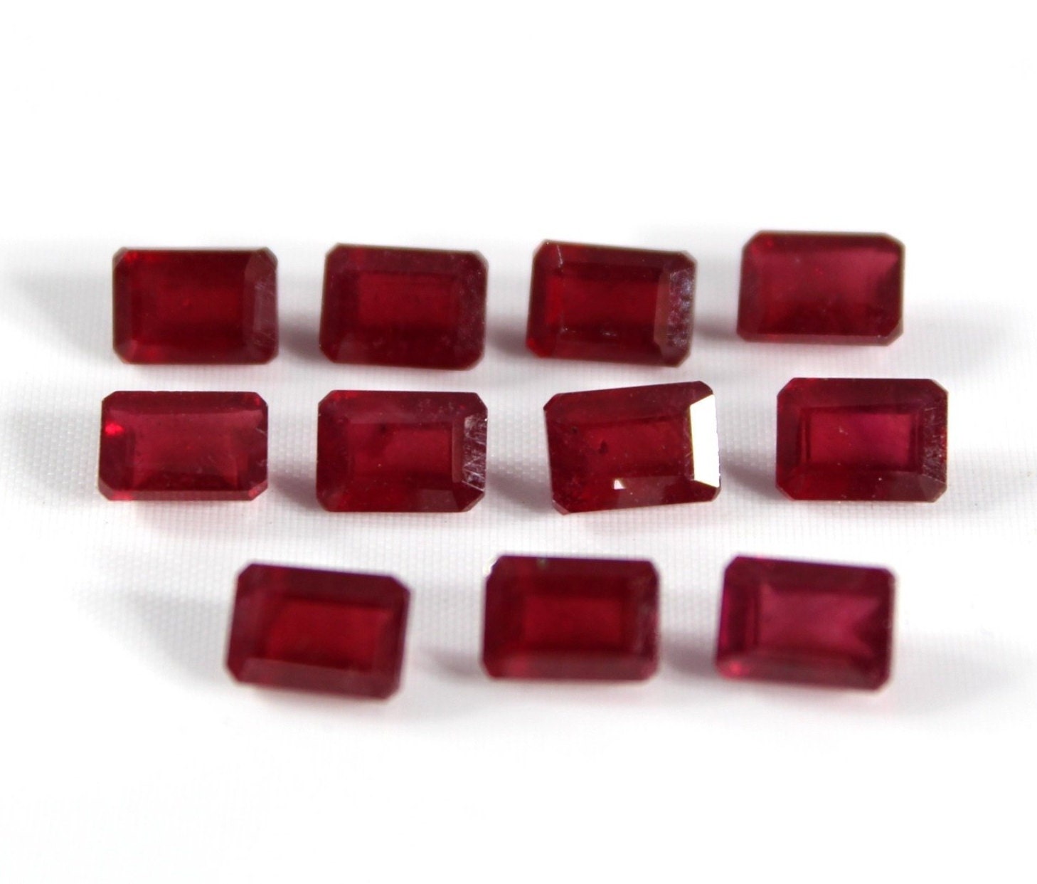 2 Pcs Natural Ruby Faceted Rectangle Cut Gemstone 7x5mm | Etsy