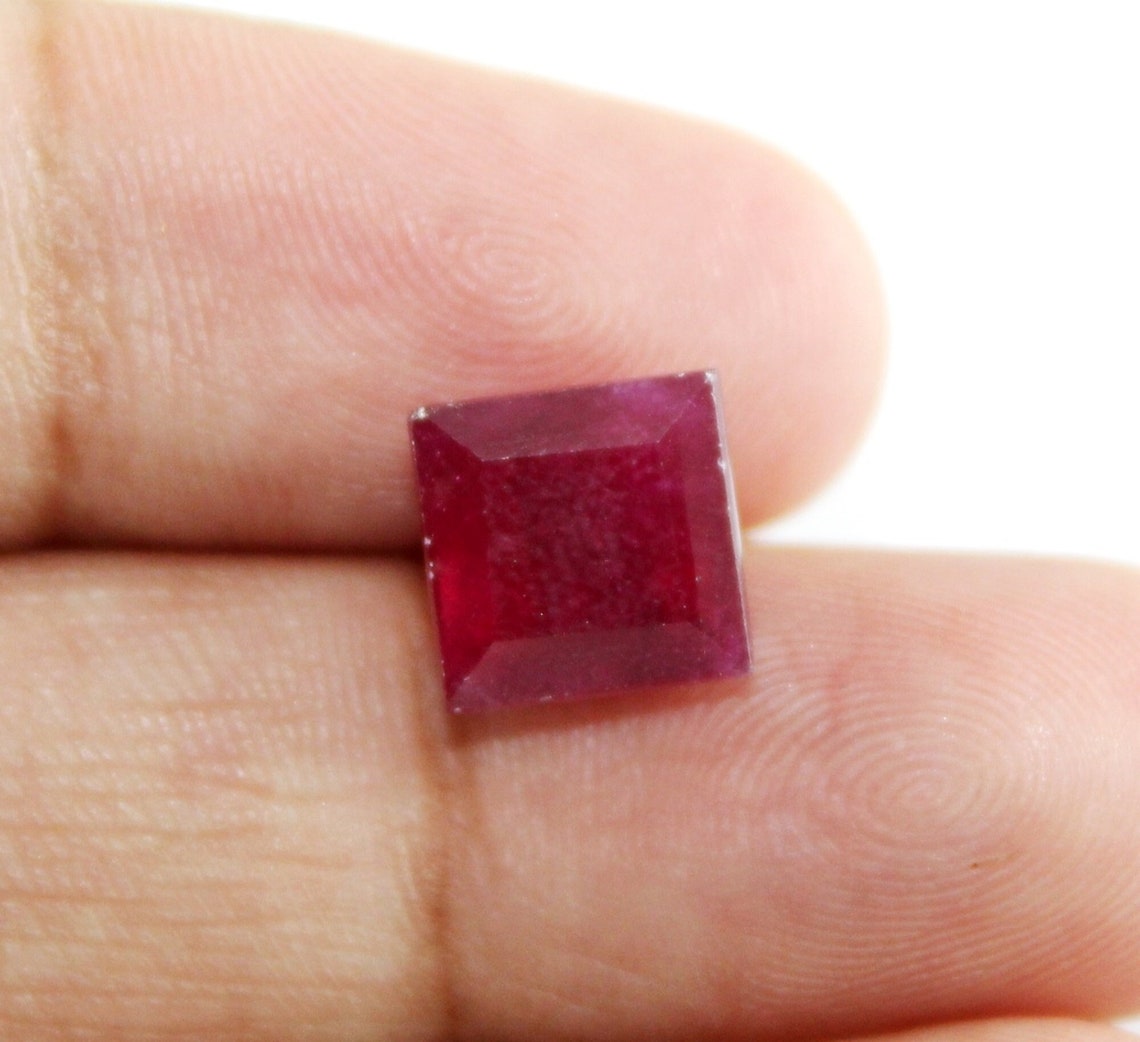 Ruby Square Gemstone Jewelry Making select Drill Hole | Etsy UK