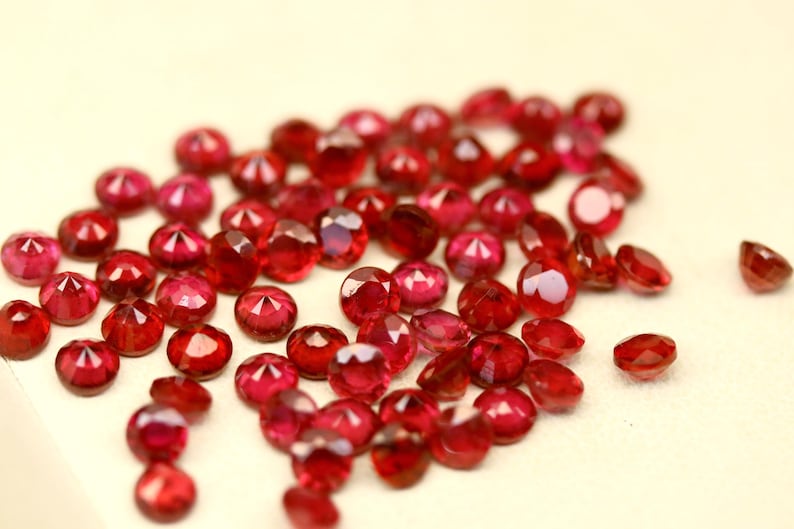 67 Pcs(18 Ct) Natural Ruby 3mm Round Cut Rich Red Loose Gemstones ...