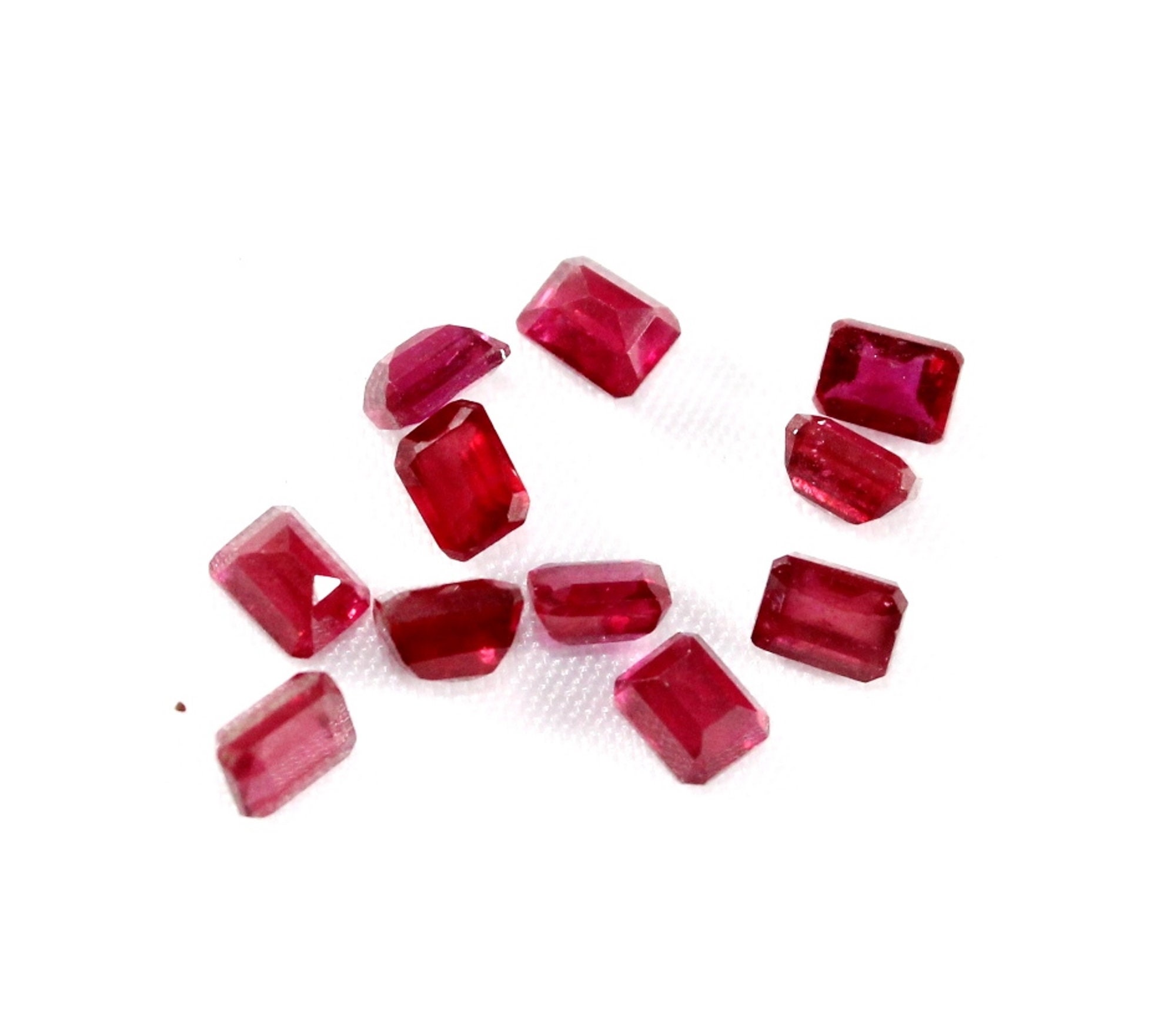 6 Pcs Natural Ruby Faceted Rectangle Cut Gemstone 4x3mm | Etsy