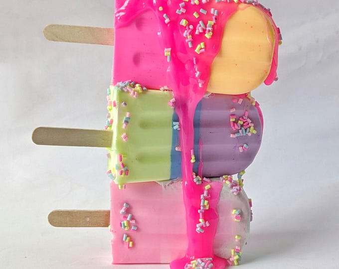 Neon Pop Art, Popsicle Sculpture, 3D Sculpture, Resin Popsicle Statue ...