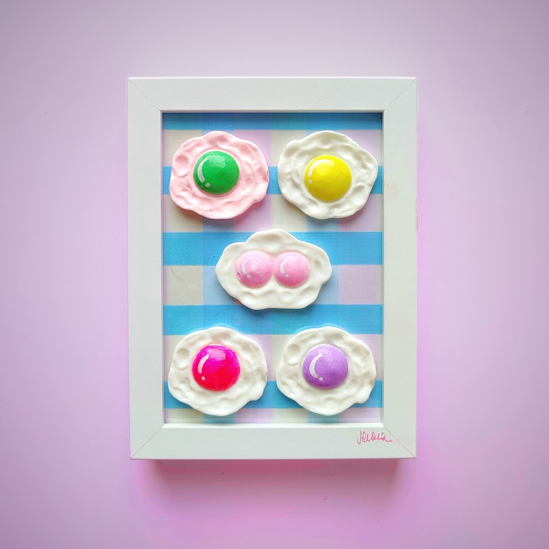 Handmade Resin Sculpture With Fried Egg, Unique Gift, Fake Pop Art Food ...