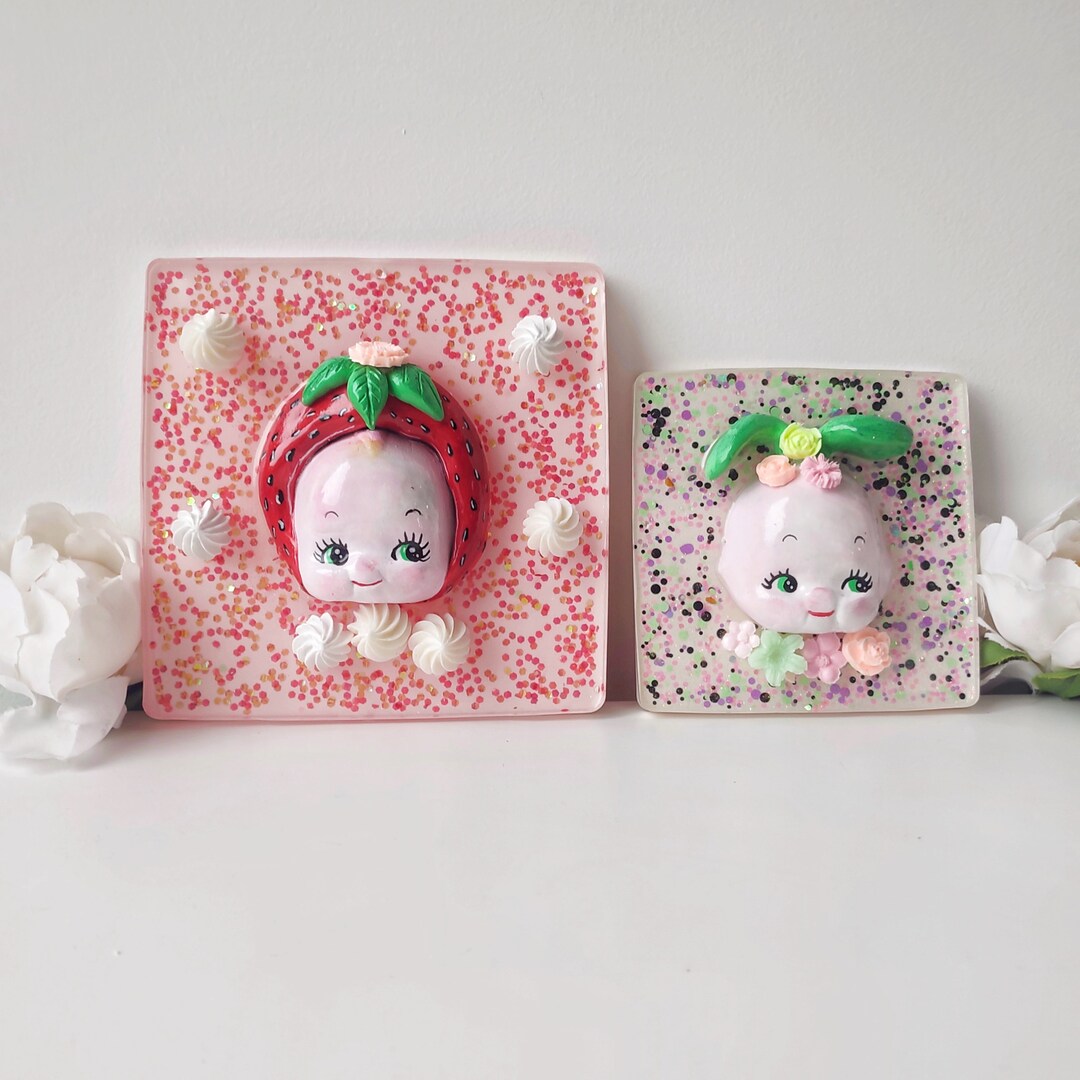 TWO Kewpie Vintage Popart Tiles, 2 Resin and Ceramic Kewpie Doll ...