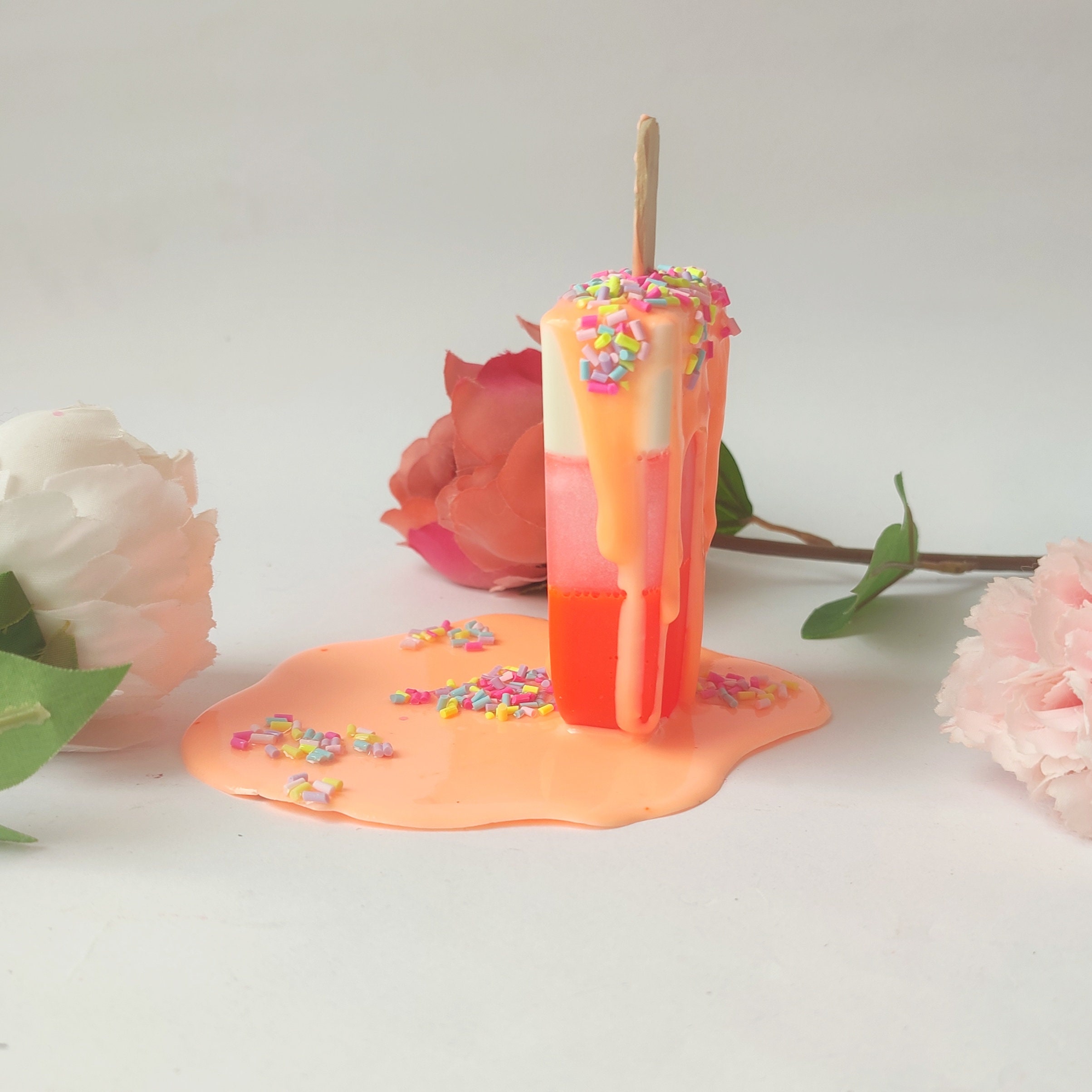 Neon Pop Art Orange Popsicle Sculpture Fake Food Home - Etsy