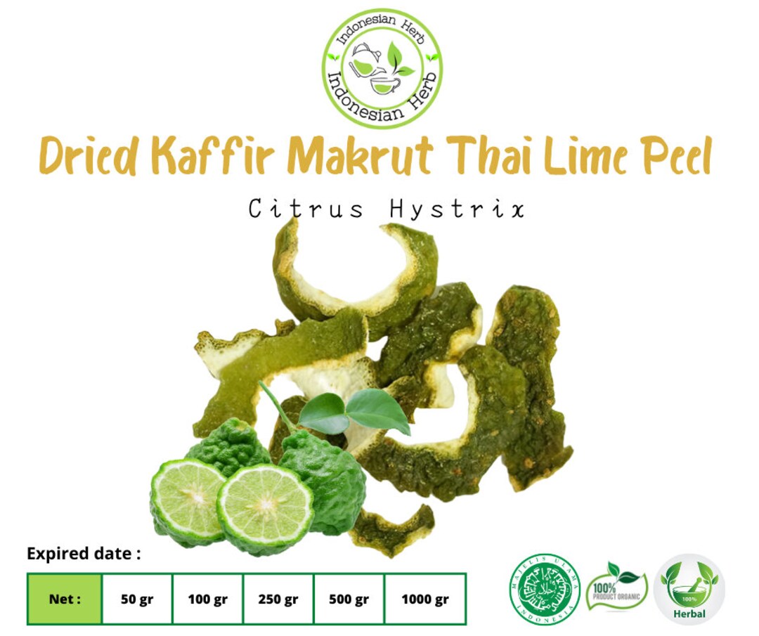 Dried Kaffir Makrut Thai Lime Peel Dry Citrus Hystrix Organic Herbs ...