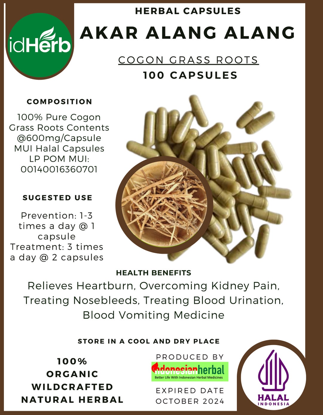 Capsule of Cogon Grass Roots / Akar Alang-alang /cotton Wool Grass 600 ...