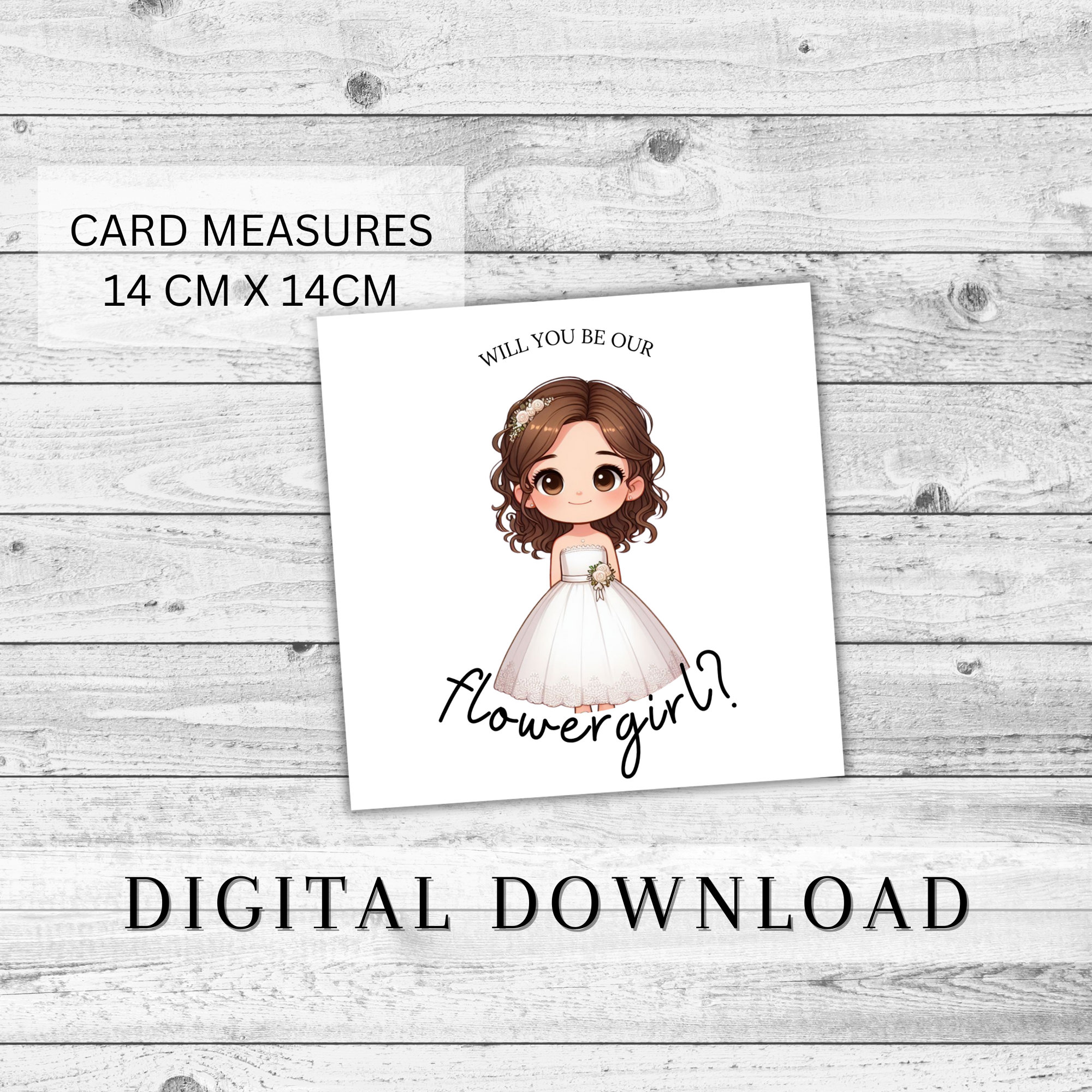 Flower Girl Proposal DIGITAL Card. Cartoon Girl Will You Be Our Flower ...