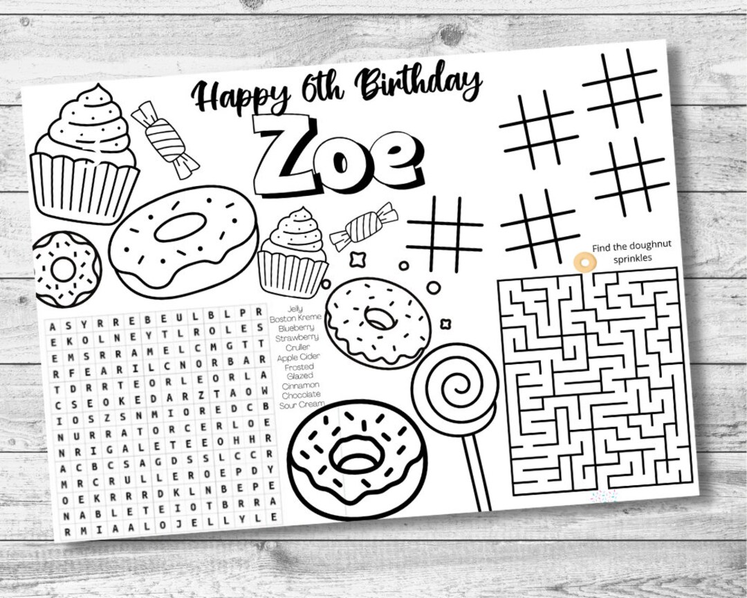 Personalised Doughnut Colouring Page. DIGITAL DOWNLOAD Colouring ...