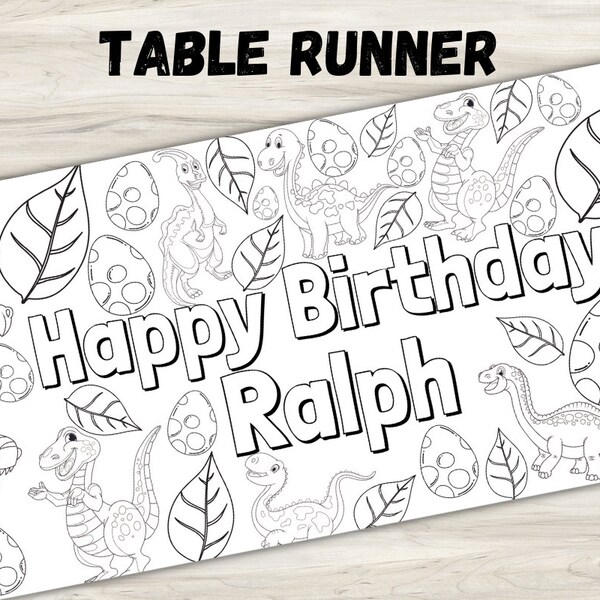 Dinosaur Coloring Table Runner - Etsy