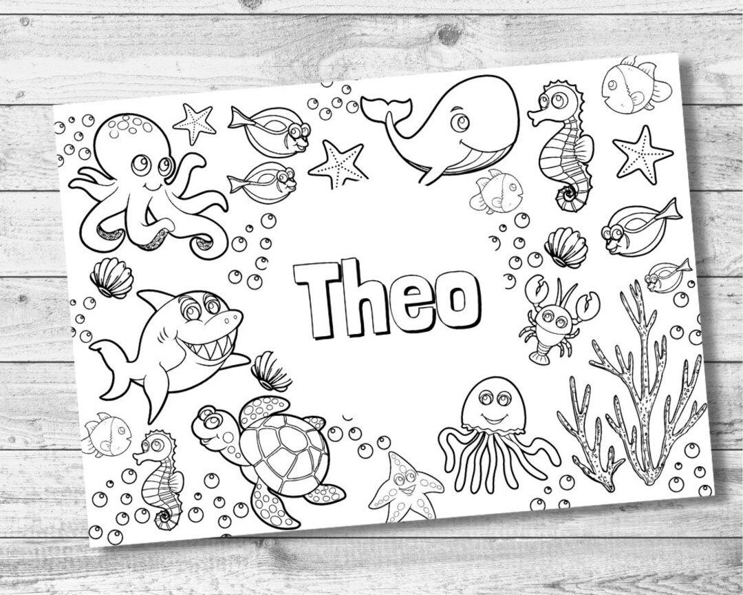 Under the Sea DIGITAL Colouring Placemat. Wedding Activity Sheet ...