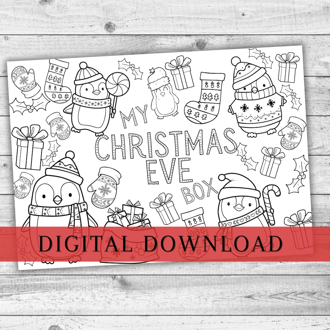 Christmas Eve Box Colouring Place Setting. Childrens Christmas Eve Box ...