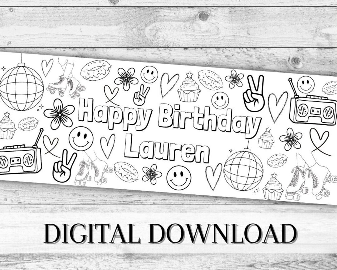 Personalised Disco Table Runner. Girls Happy Birthday Party Decor Theme ...