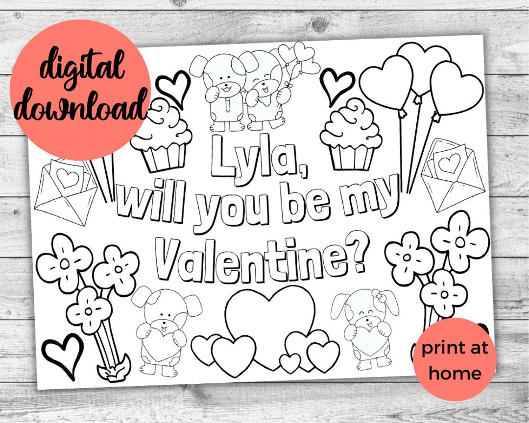 Will You Be My Valentine Children DIGITAL Printable Gift. Valentine ...
