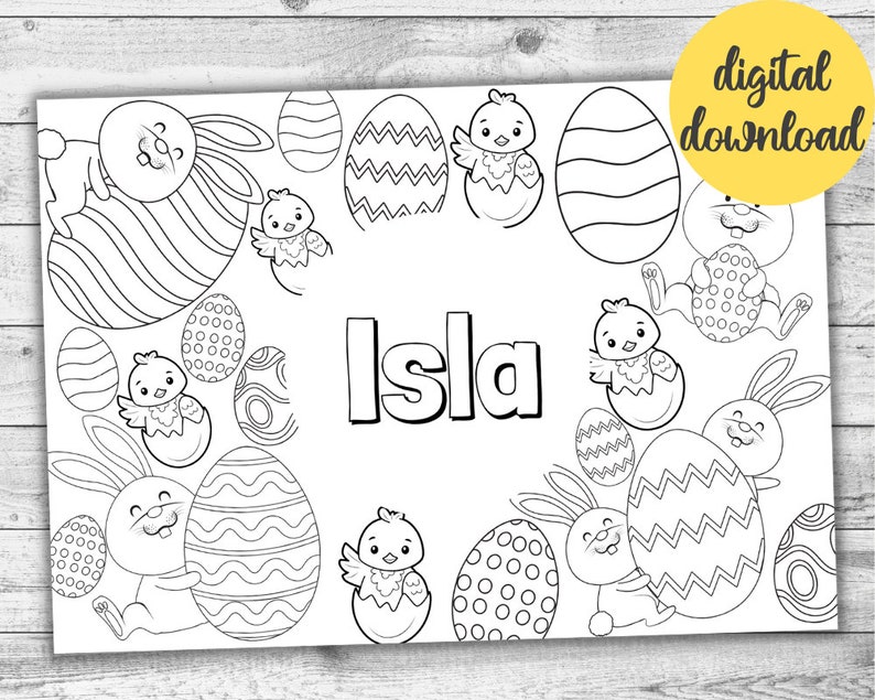 EASTER Colouring Printable DIGITAL Page. Egg Hunt Celebration Prize ...
