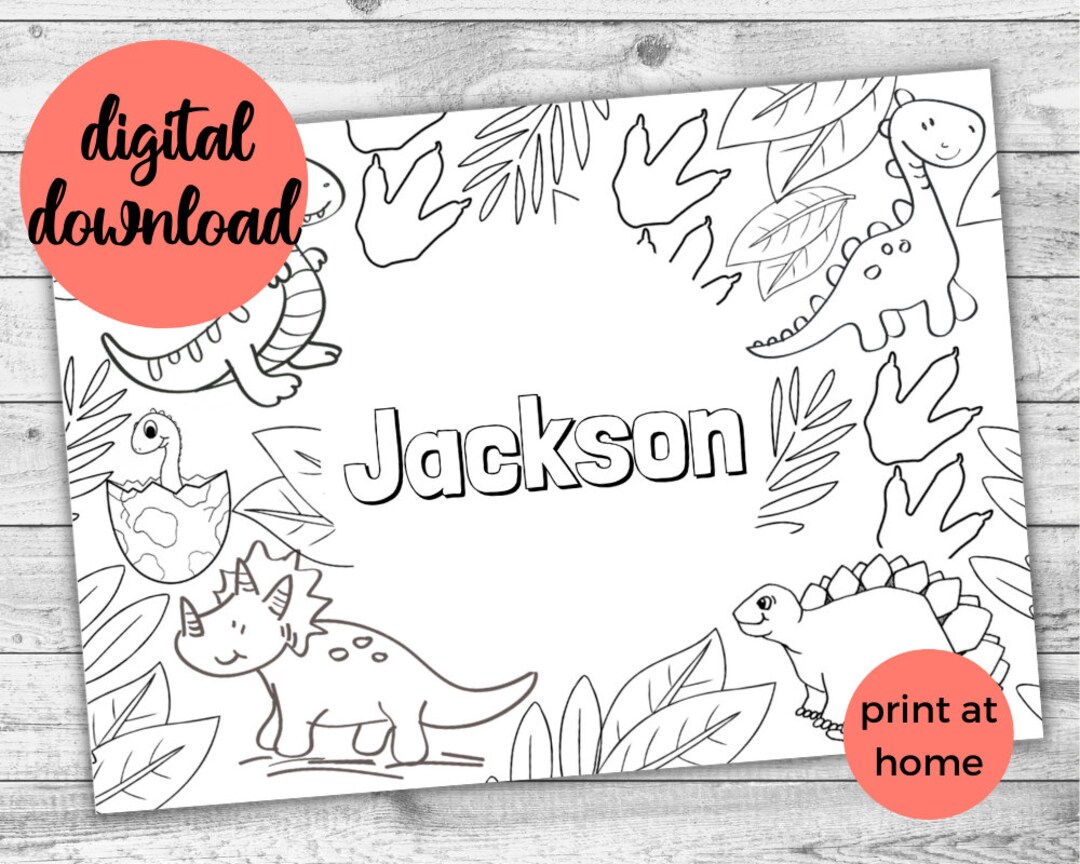 Kids Dinosaur Seating DIGITAL Placemat. Wedding Colouring Page ...