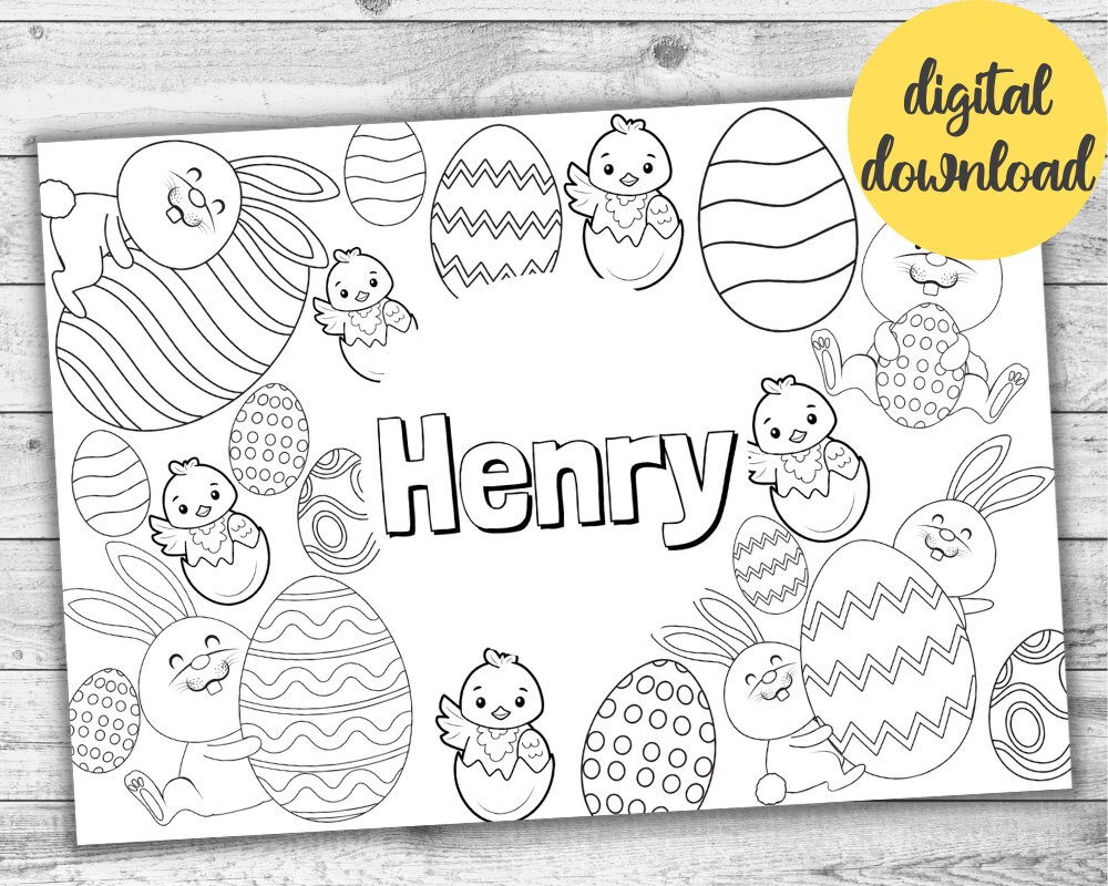 EASTER Colouring Printable DIGITAL Page. Egg Hunt Celebration Prize ...
