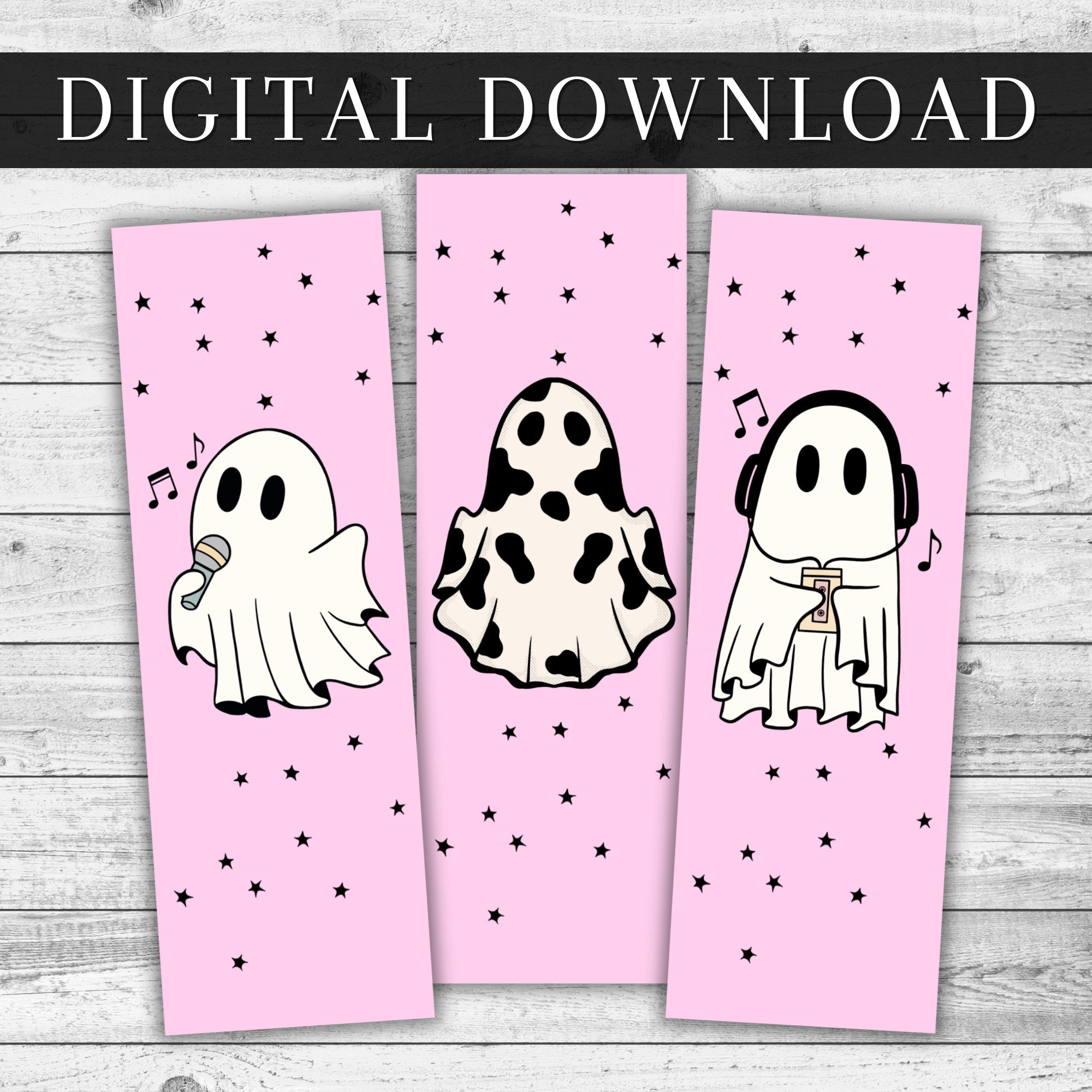 Pink Cute Ghost Digital Bookmarks | Halloween Themed | Alternate Goth ...