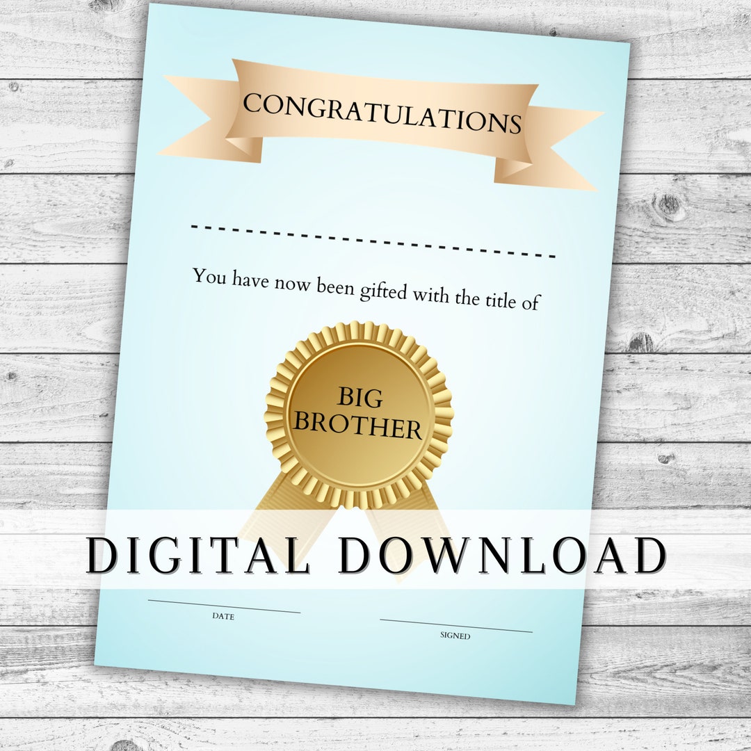 I'm Going to Be A Big Brother Certificate. New Baby DIGITAL ...