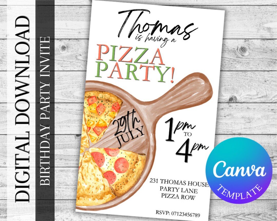 Personalised Pizza Party Birthday Party Invite. Boys or Girls ...