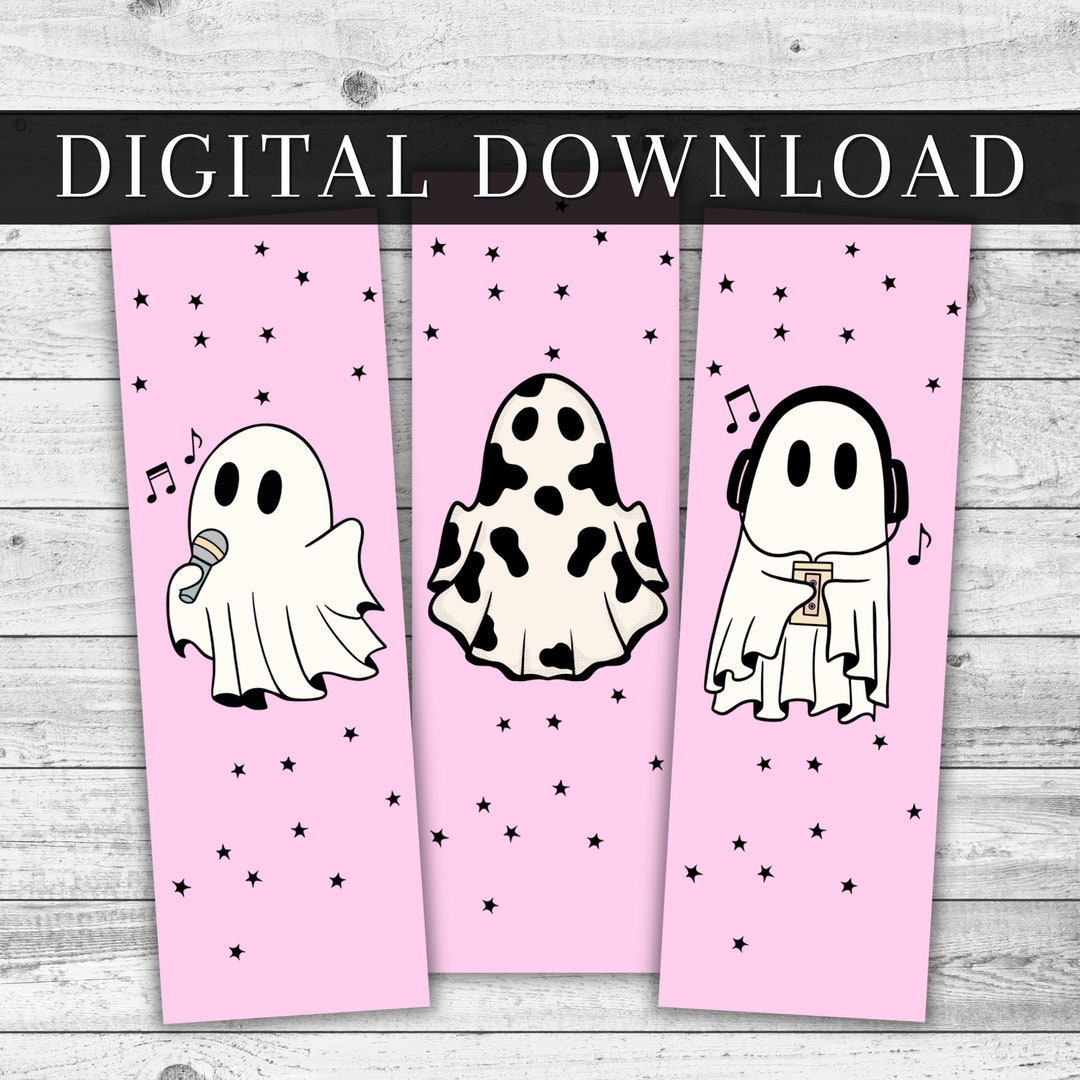 Pink Cute Ghost Digital Bookmarks | Halloween Themed | Alternate Goth ...