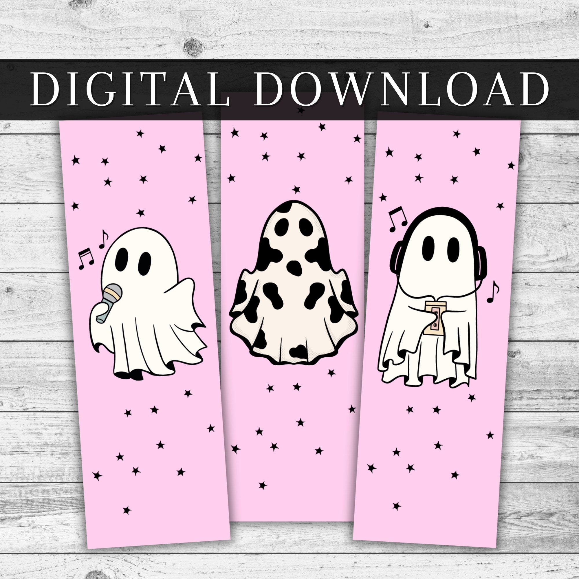 Pink Cute Ghost Digital Bookmarks | Halloween Themed | Alternate Goth ...