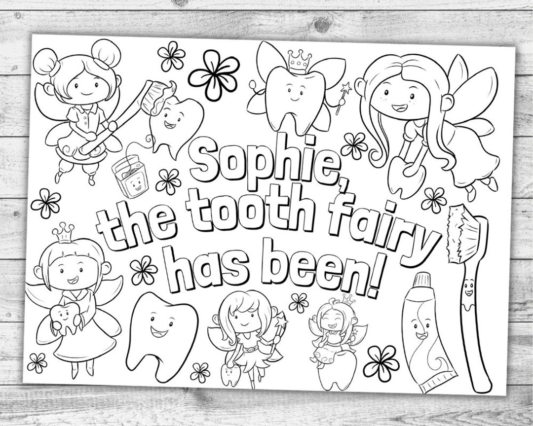 Kids DIGITAL Tooth Fairy Colouring Letter Placemat. Tooth Fairy Gift ...