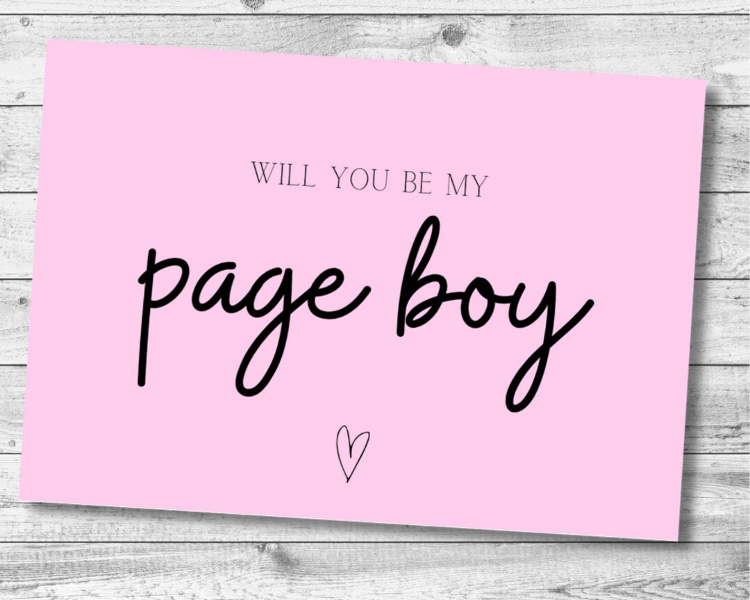Page Boy Pink Proposal DIGITAL Card. Will You Be Our Page Boy Printable ...