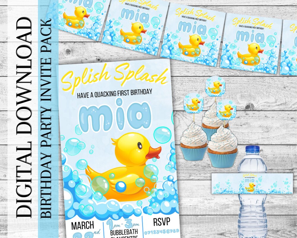 Have A Quacking First Birthday Party Pack. Splish Splash Rubber Duck ...