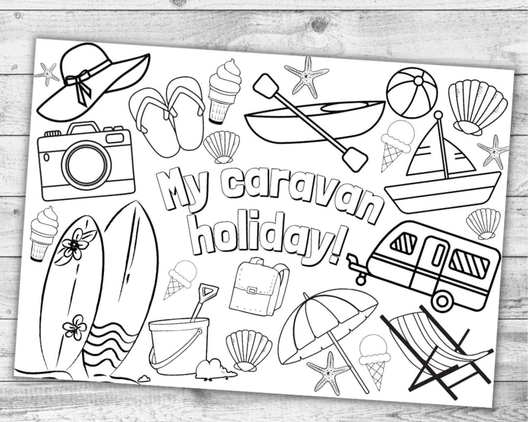 My Caravan Holiday Printable Colouring Page. Instant Digital Download ...