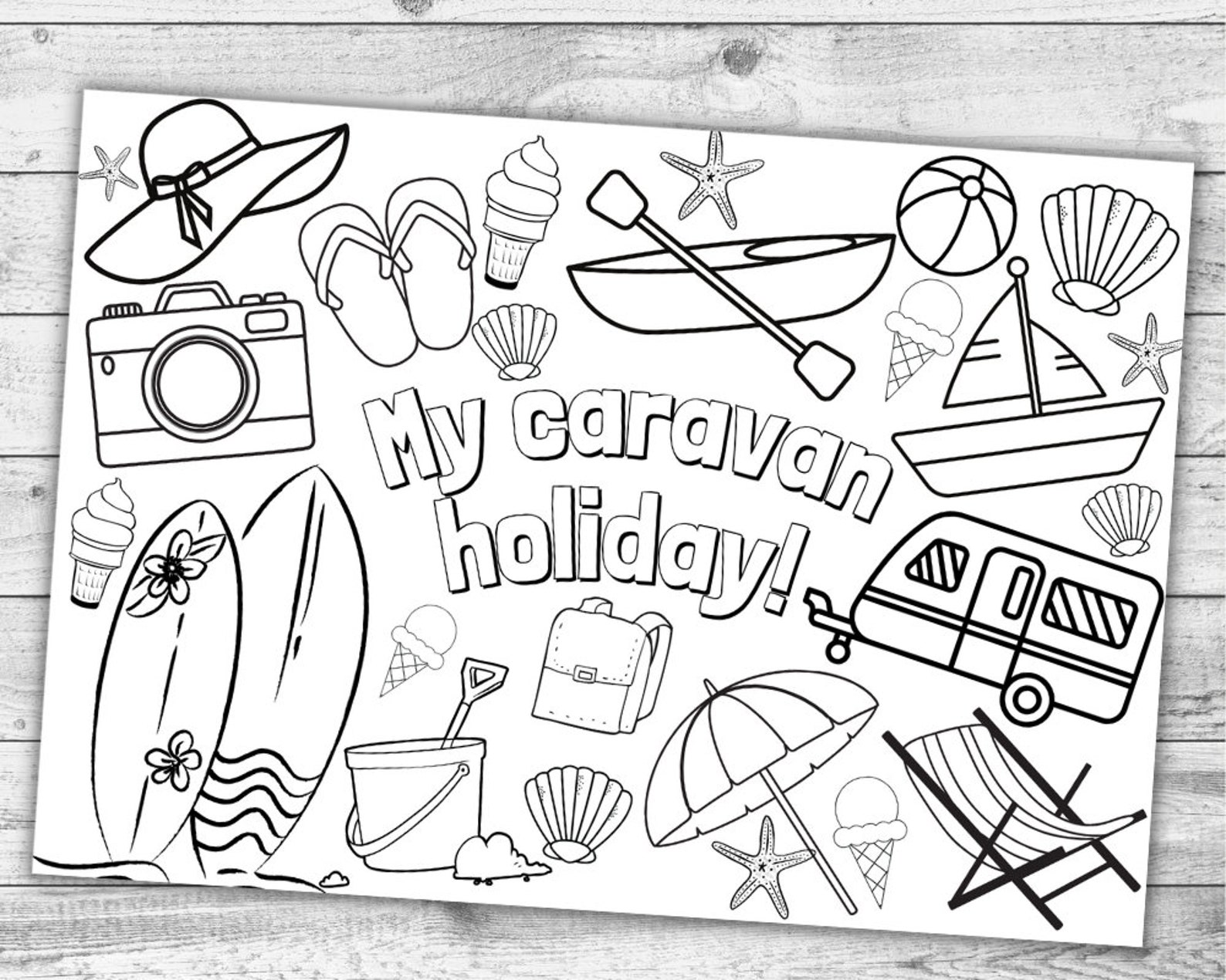 My Caravan Holiday Printable Colouring Page. Instant Digital Download ...