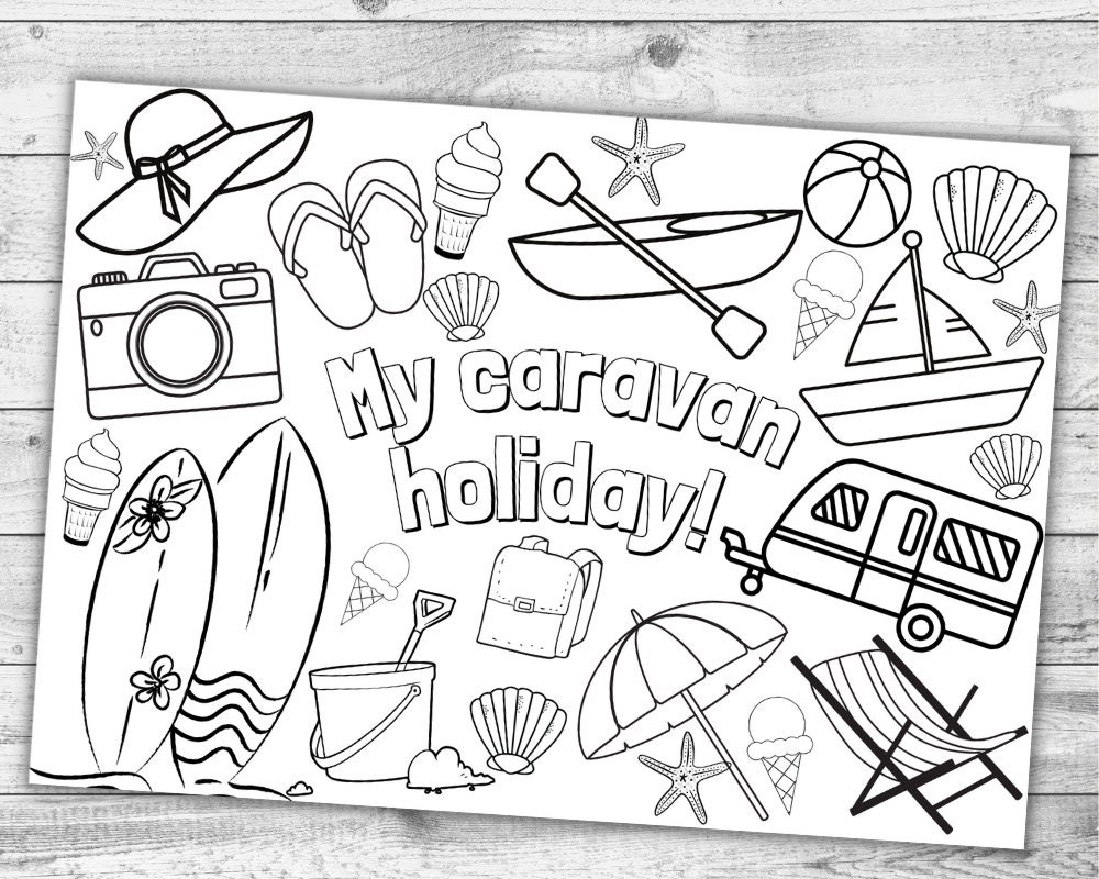 My Caravan Holiday Printable Colouring Page. Instant Digital Download ...