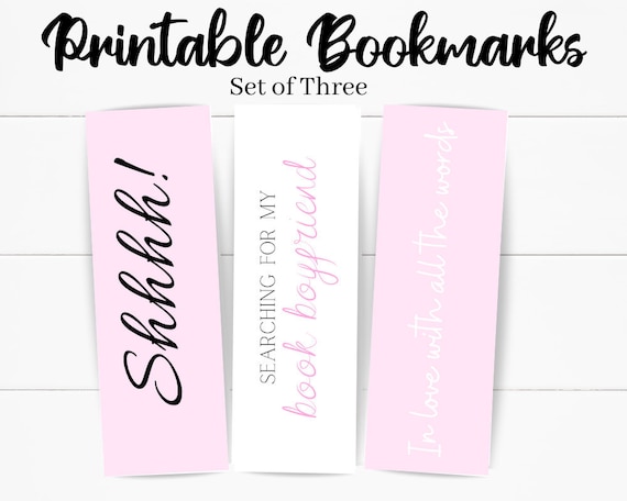 Printable Pink Bookmarks Word Quoted Bookmark Book | Etsy