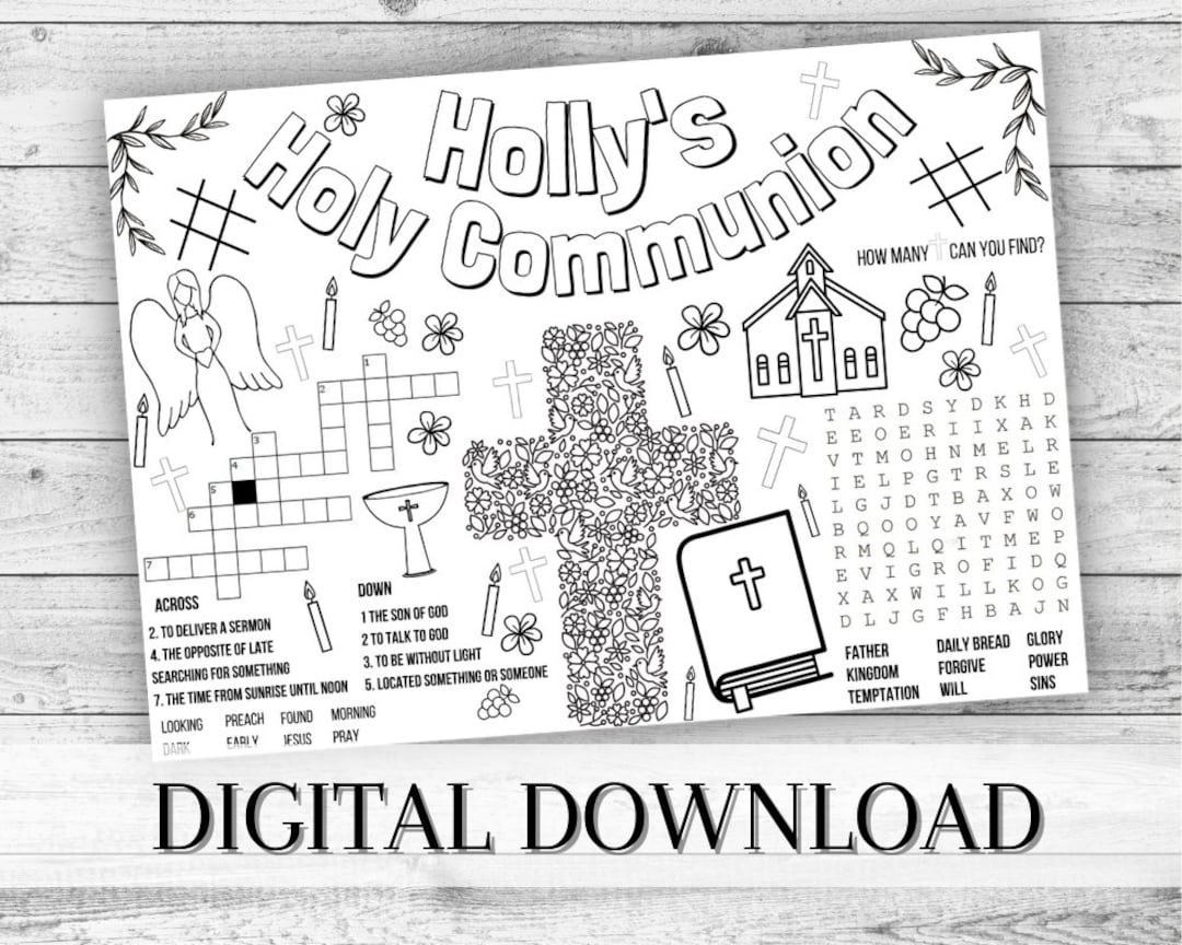 Personalised Holy Communion Activity. Children's Printable Colouring ...