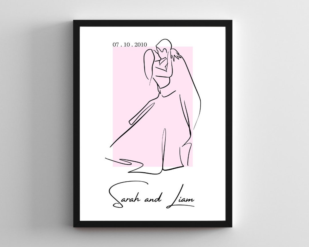 Personalised Wedding Printable. Bridal Couple Line Art. Digital Bride ...