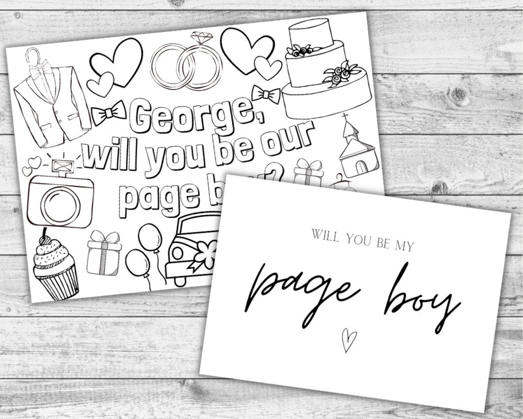 Will You Be Our Page Boy DIGITAL Colouring Page and Card. PRINTABLE ...