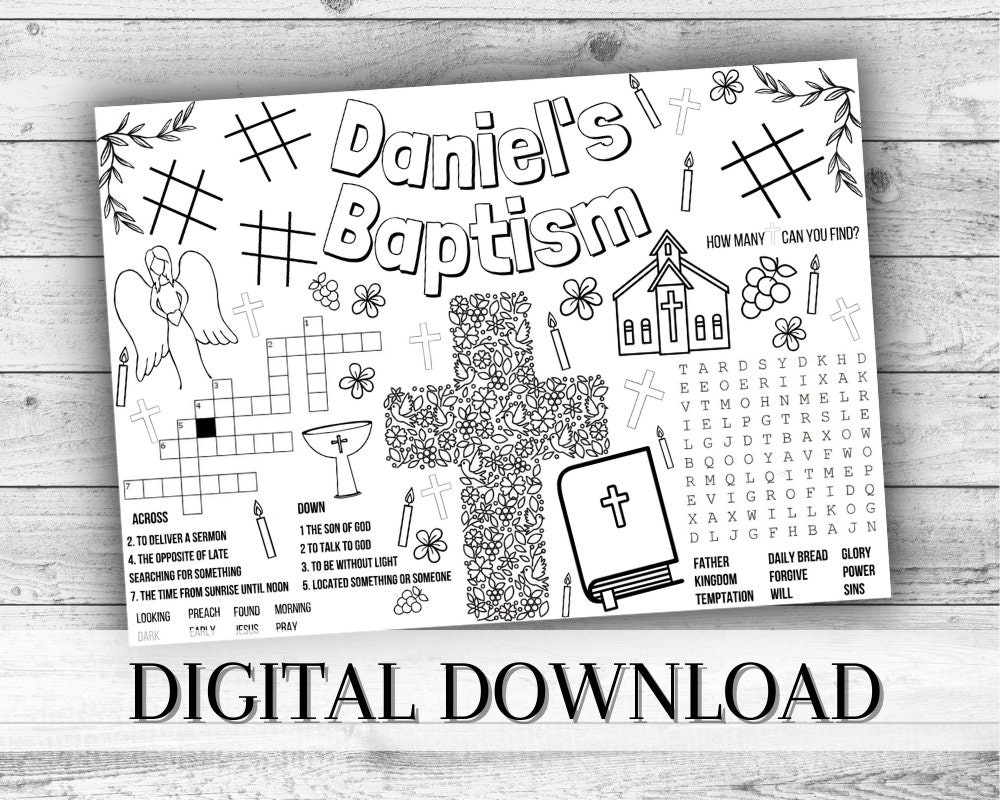 Personalised Christening Activity. Children's Printable - Etsy
